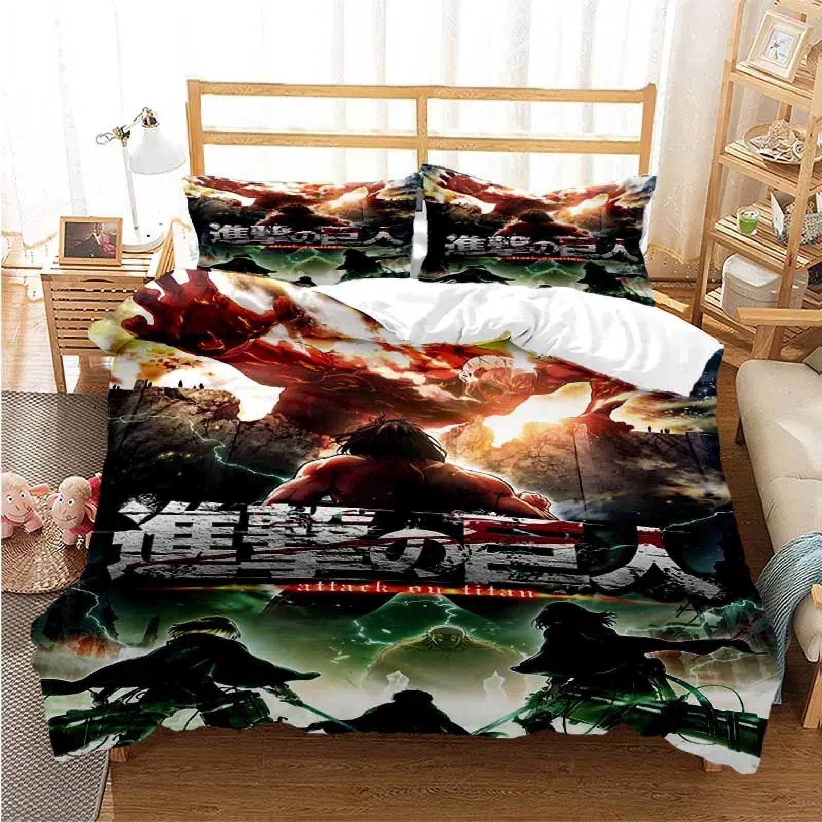 3D Printed Attack On Titan AOT Bedding Set Anime Eren Yeager Duvet ...