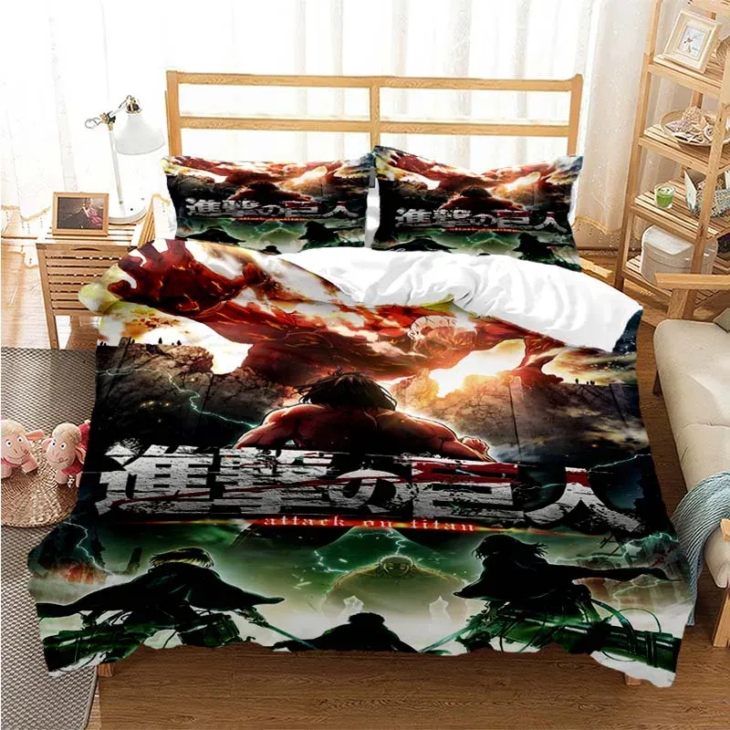 3D Printed Attack On Titan AOT Bedding Set Anime Eren Yeager Duvet ...