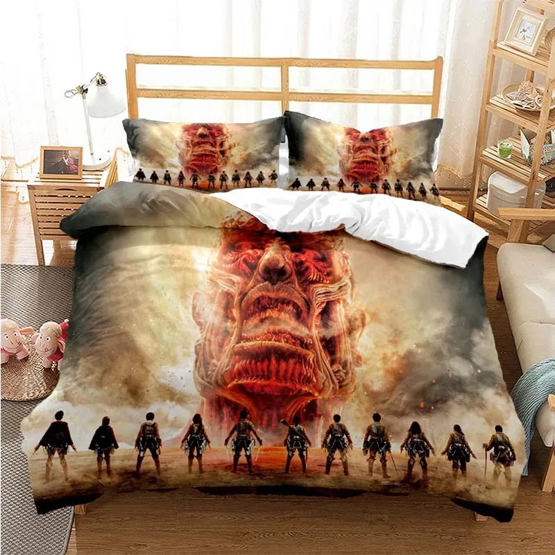 3D Printed Attack On Titan AOT Bedding Set Anime Eren Yeager Duvet ...