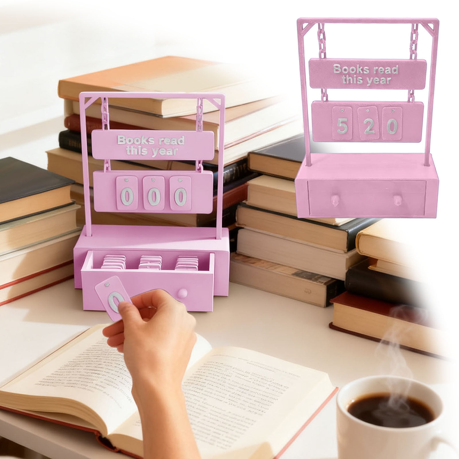 3D Printed Book Reading Counter - "Read Books" Swinging Shelf Sign With ...
