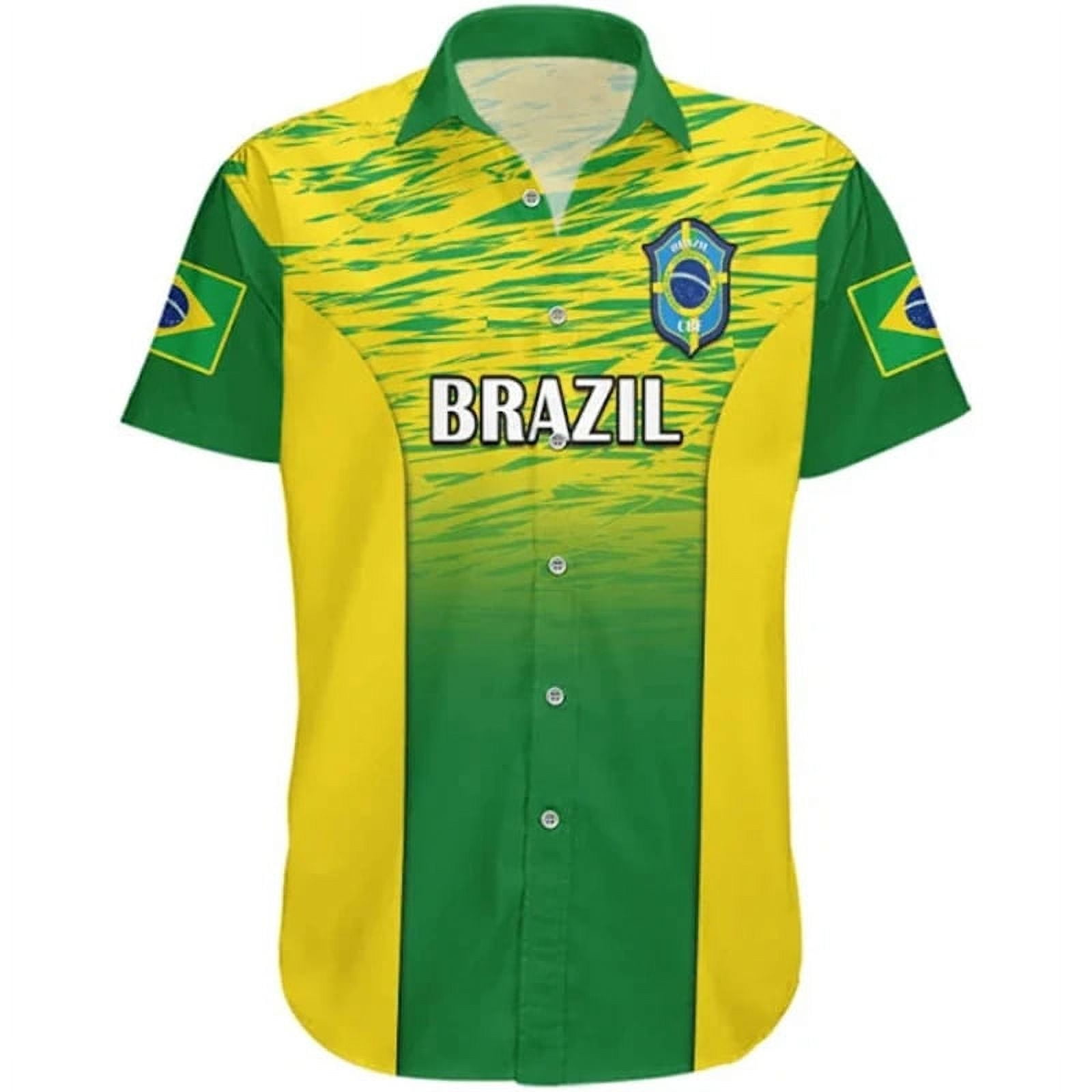 3D Printed Brazil Flag Graphic Shirts For Men Casual Brazilian National ...