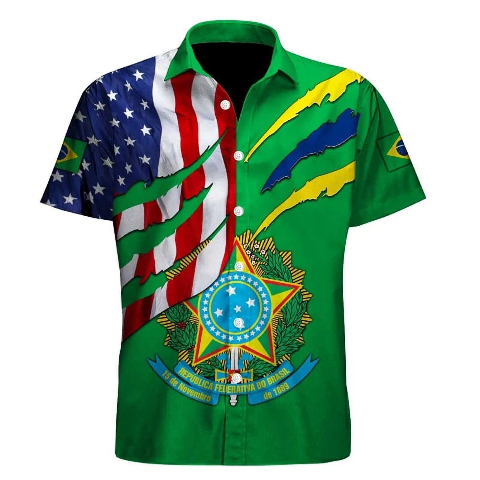 3D Printed Brazil Flag Graphic Shirts For Men Casual Brazilian National ...