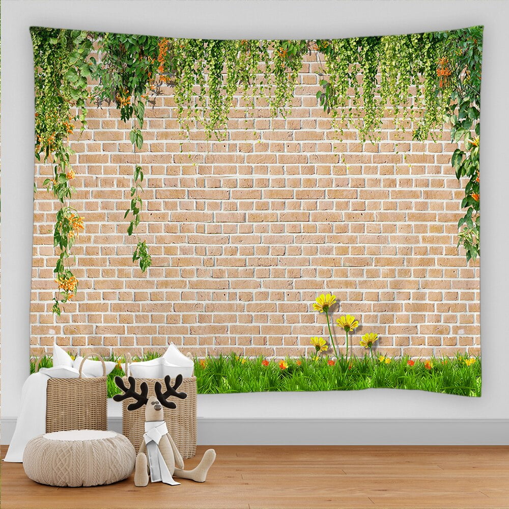 3D Printed Brick Stone Wall Tapestry Hanging Retro Vintage Wooden ...
