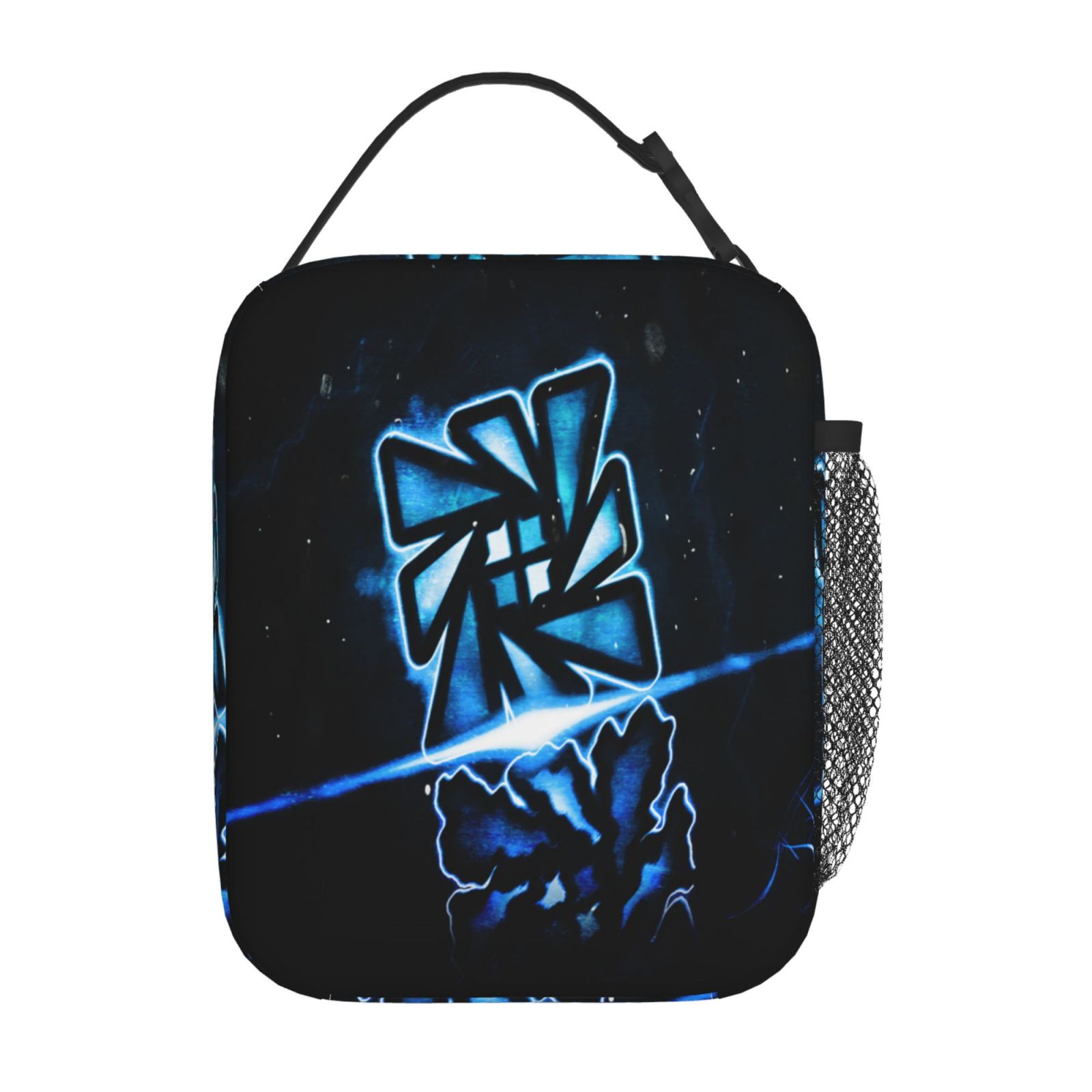 3D Printed Cartoon Geometry Dash Insulated Lunch Bag Office Work Picnic Beach Reusable Large ...