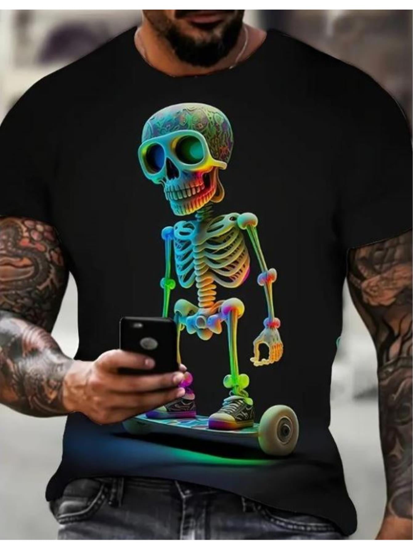 3D Printed Cartoon Graphic T Shirt For Men Black Casual Short Sleeve ...