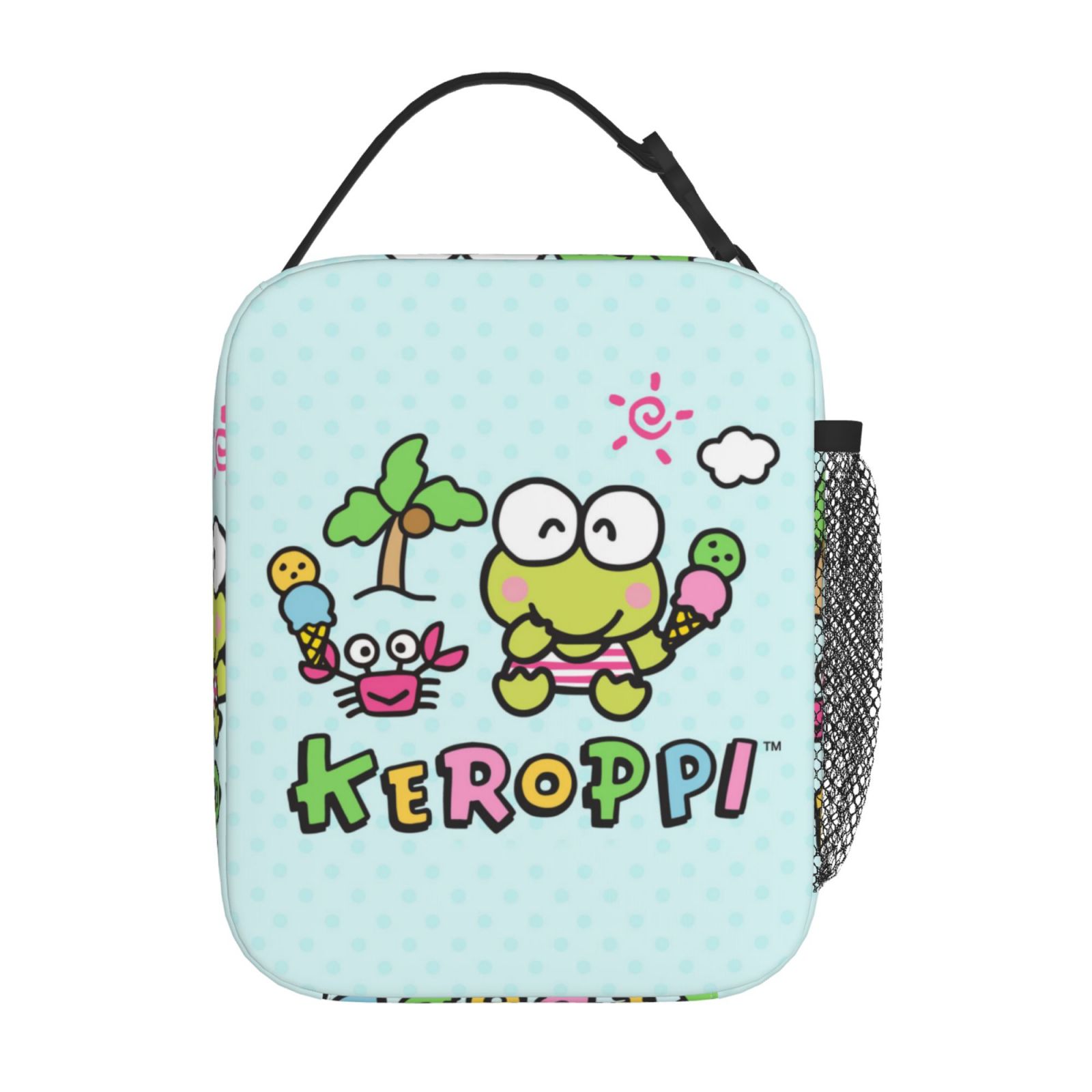 3D Printed Cartoon Keroppi Insulated Lunch Bag Office Work Picnic Beach ...