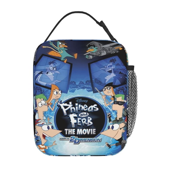3D Printed Cartoon Phi-Neas Friend Ferb0 Insulated Lunch Bag Office ...