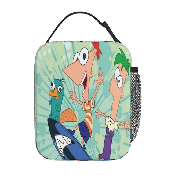 3D Printed Cartoon Phi-Neas Friend Ferb0 Insulated Lunch Bag Office ...