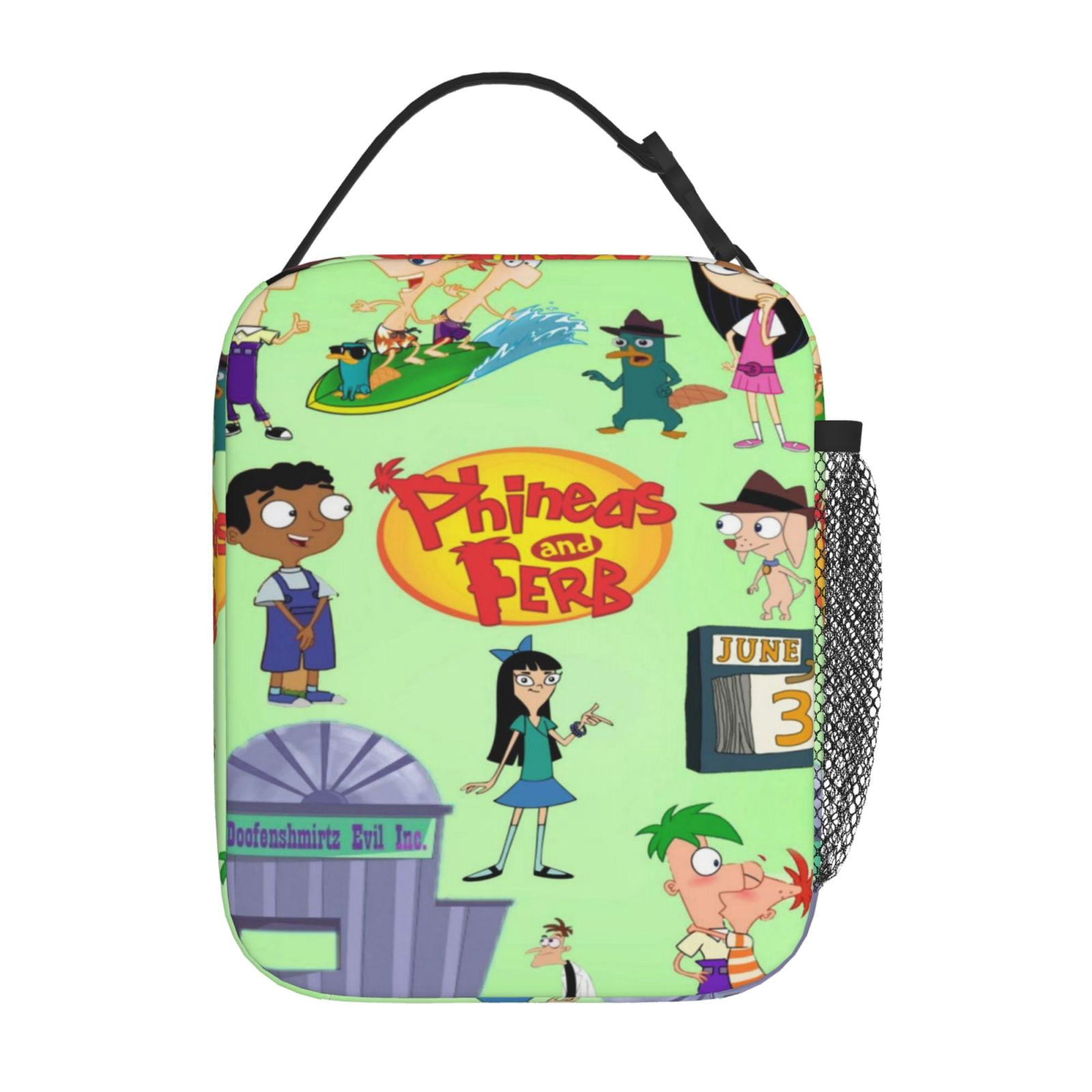 3D Printed Cartoon Phi-Neas Friend Ferb0 Insulated Lunch Bag Office ...