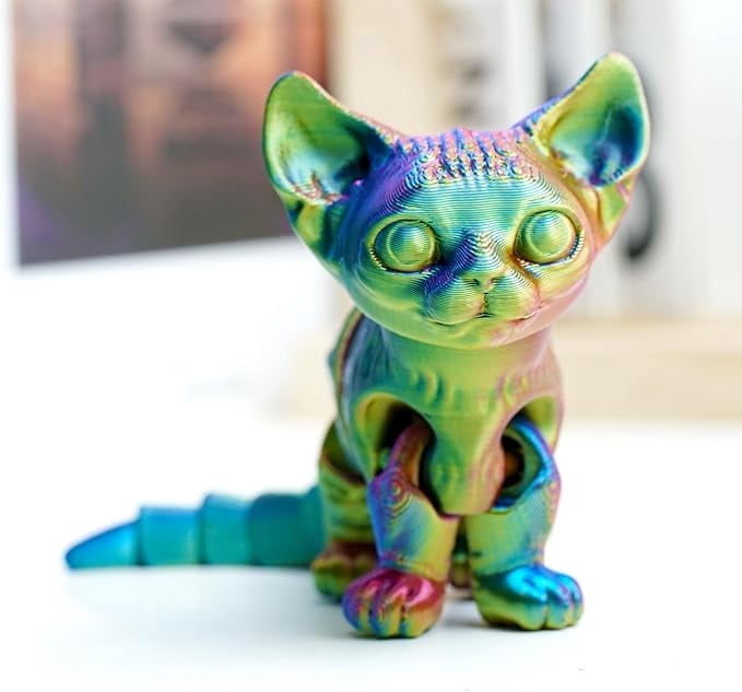 3D Printed Cat Model,Flexible Cat Animals Toy Statue,Joint Mobility ...