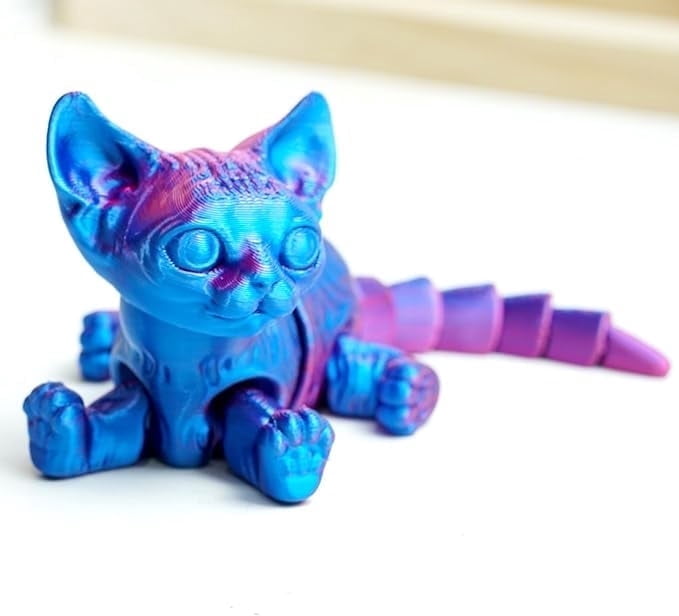 3D Printed Cat Model,Flexible Cat Animals Toy Statue,Joint Mobility ...