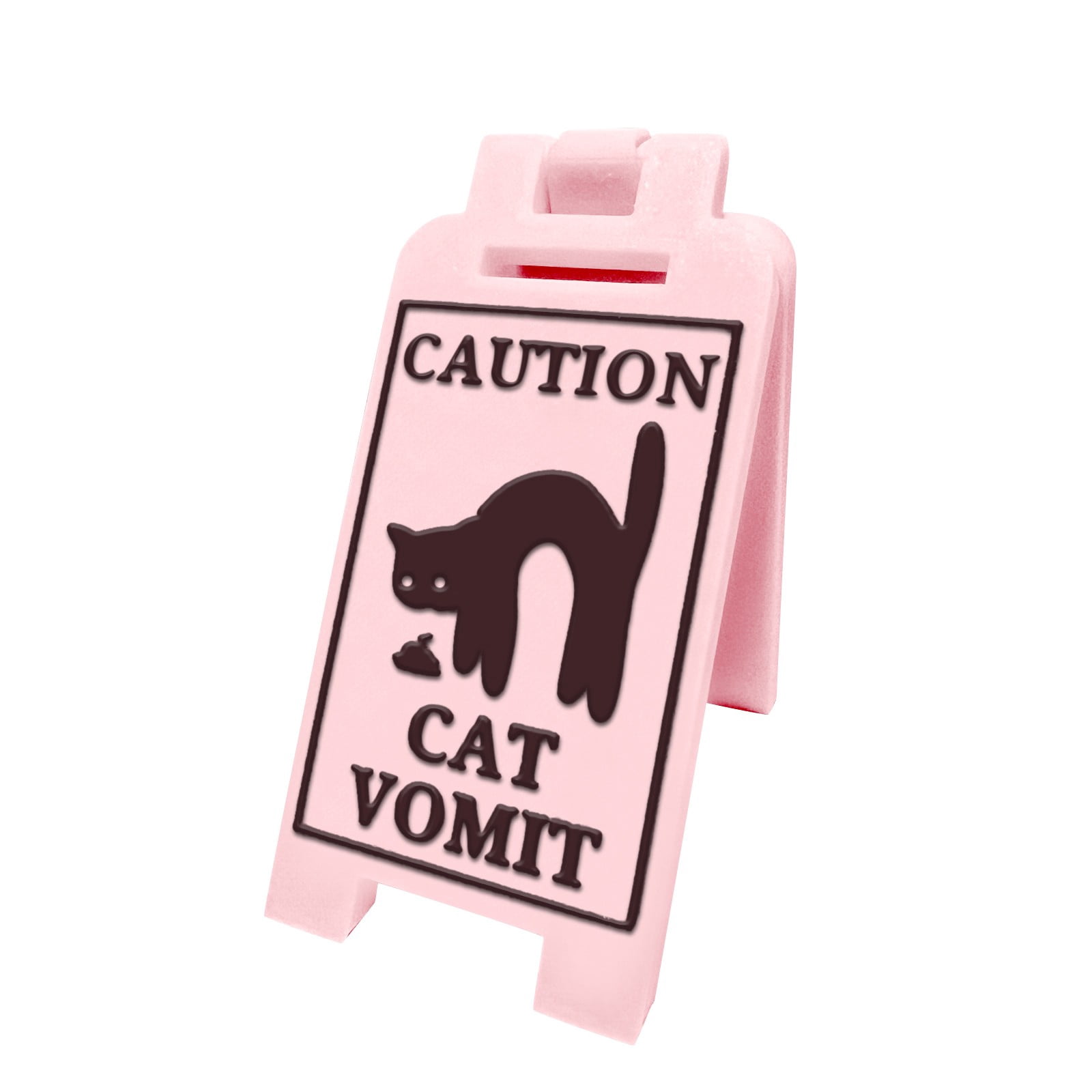 3D Printed Cat Vomit Caution Sign 4.7 Inch Folding Warning Stand For ...
