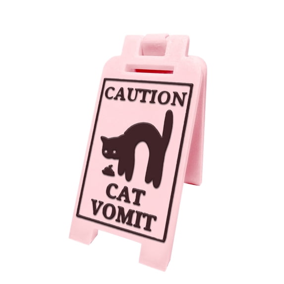 3D Printed Cat Vomit Caution Sign 4.7 Inch Folding Warning Stand For ...