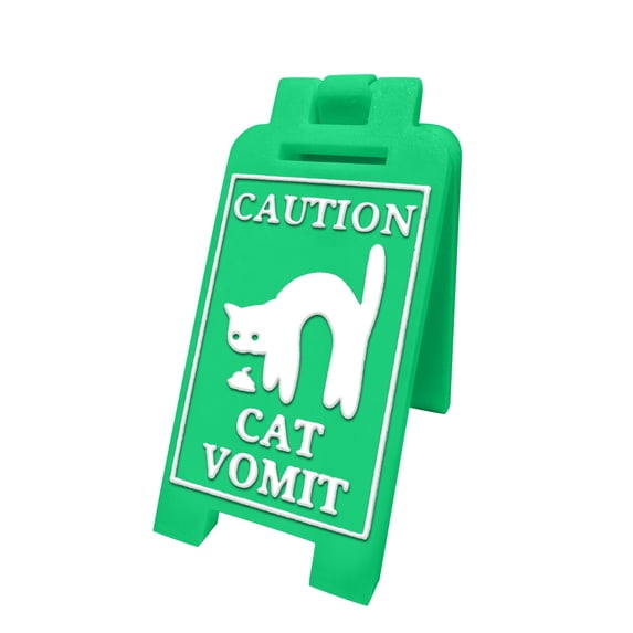 3D Printed Cat Vomit Caution Sign 4.7 Inch Folding Warning Stand For ...