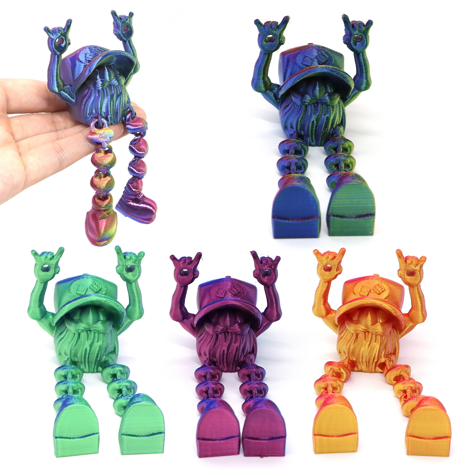 3D Printed Christmas Gnome Ornament Devil Horn Dwarf Figurine Fidget ...