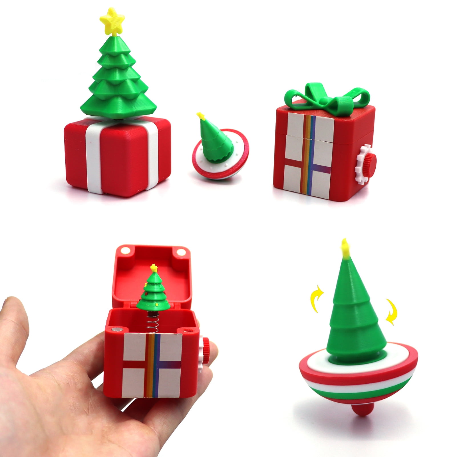 3D Printed Christmas Ornament Pop-Up Box Fidget Toy Xmas Tree Clicker ...