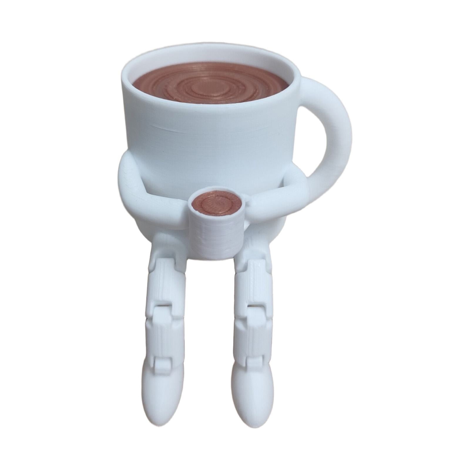 3D Printed Coffee Figurine with Articulated Legs Desk Toy for Coffee ...