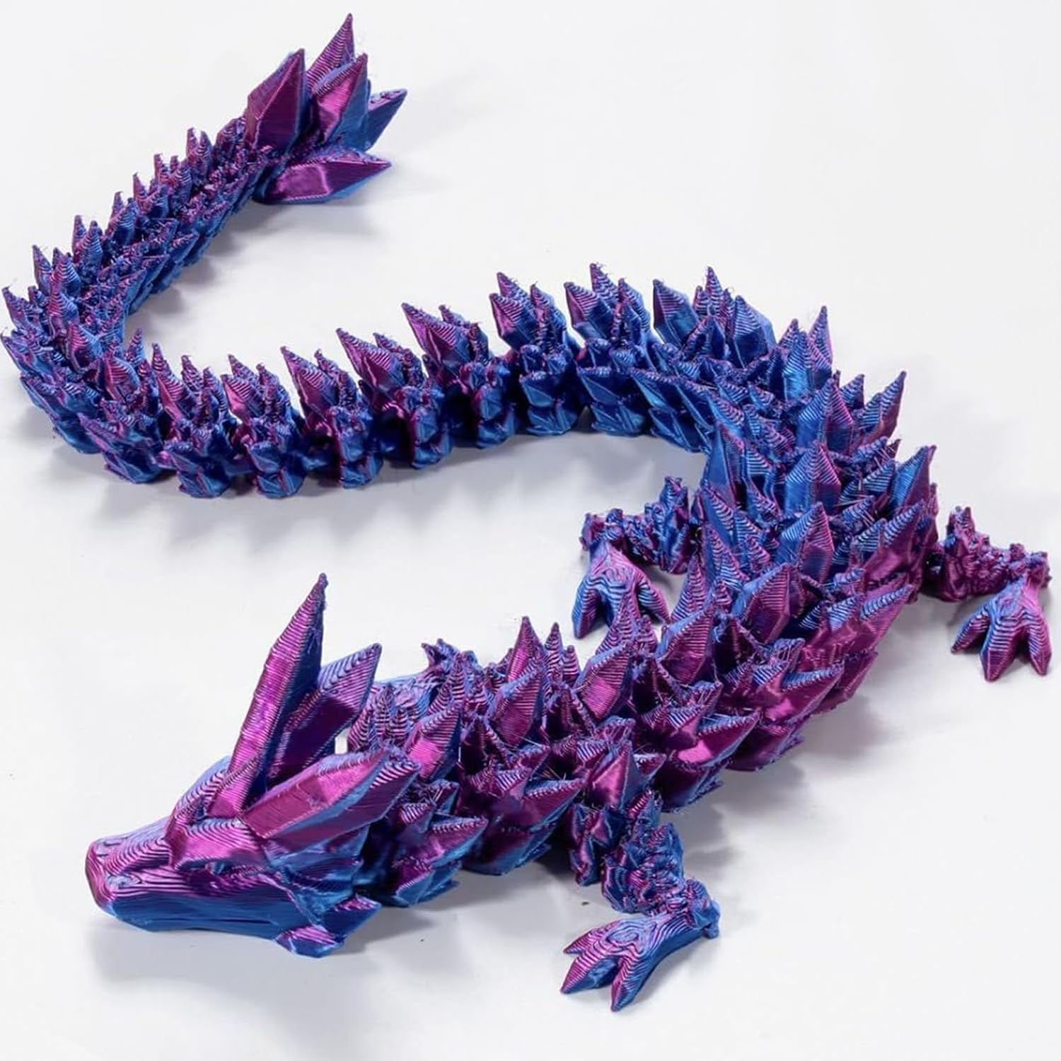 3D Printed Crystal Dragon, 12" Flexible Articulated Dragon, Fidget ...