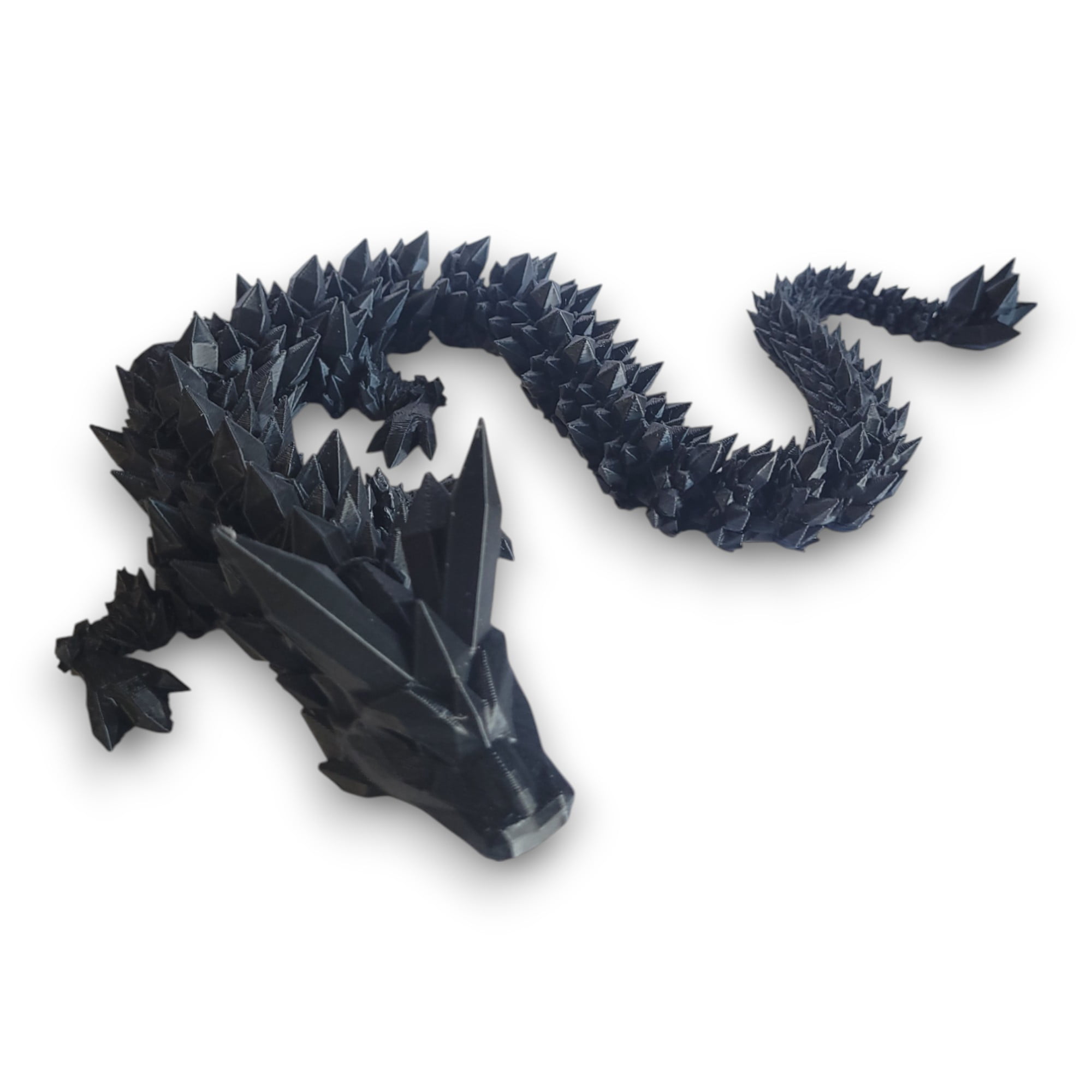 3D Printed Crystal Dragon (Black Color) - Extra Large Flexible Fidget ...