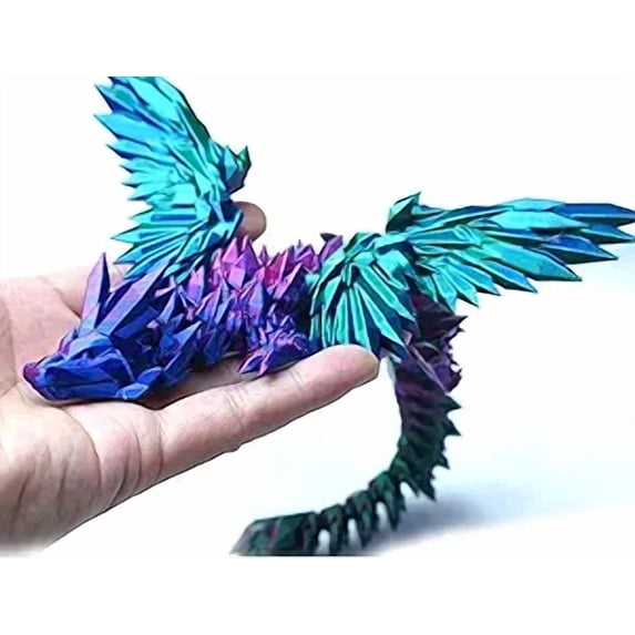 3D Printed Crystal Dragon with Wings Model,Articulated Winged Dragon ...