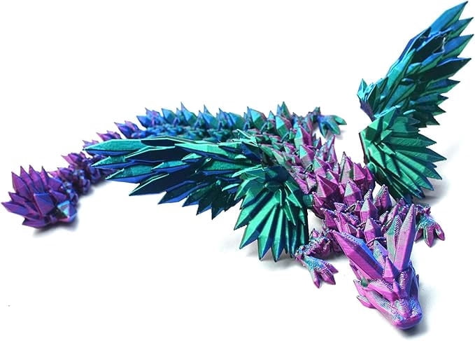 3D Printed Crystal Dragon with Wings Model,Articulated Winged Dragon ...