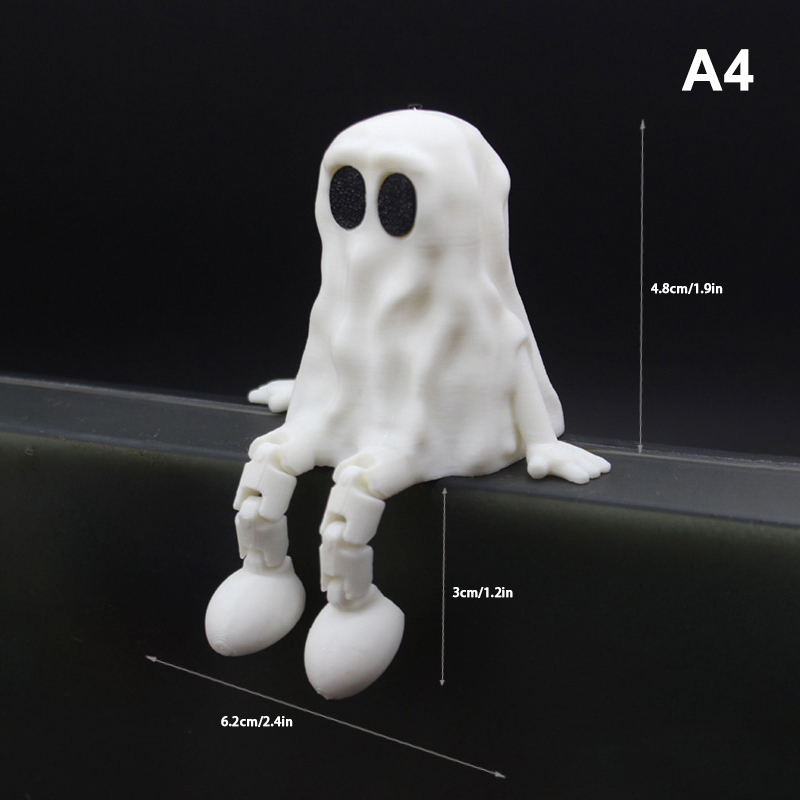 3D Printed Cute Ghost Figurines Toys Joint Movable Ghost Pumpkin Statue ...