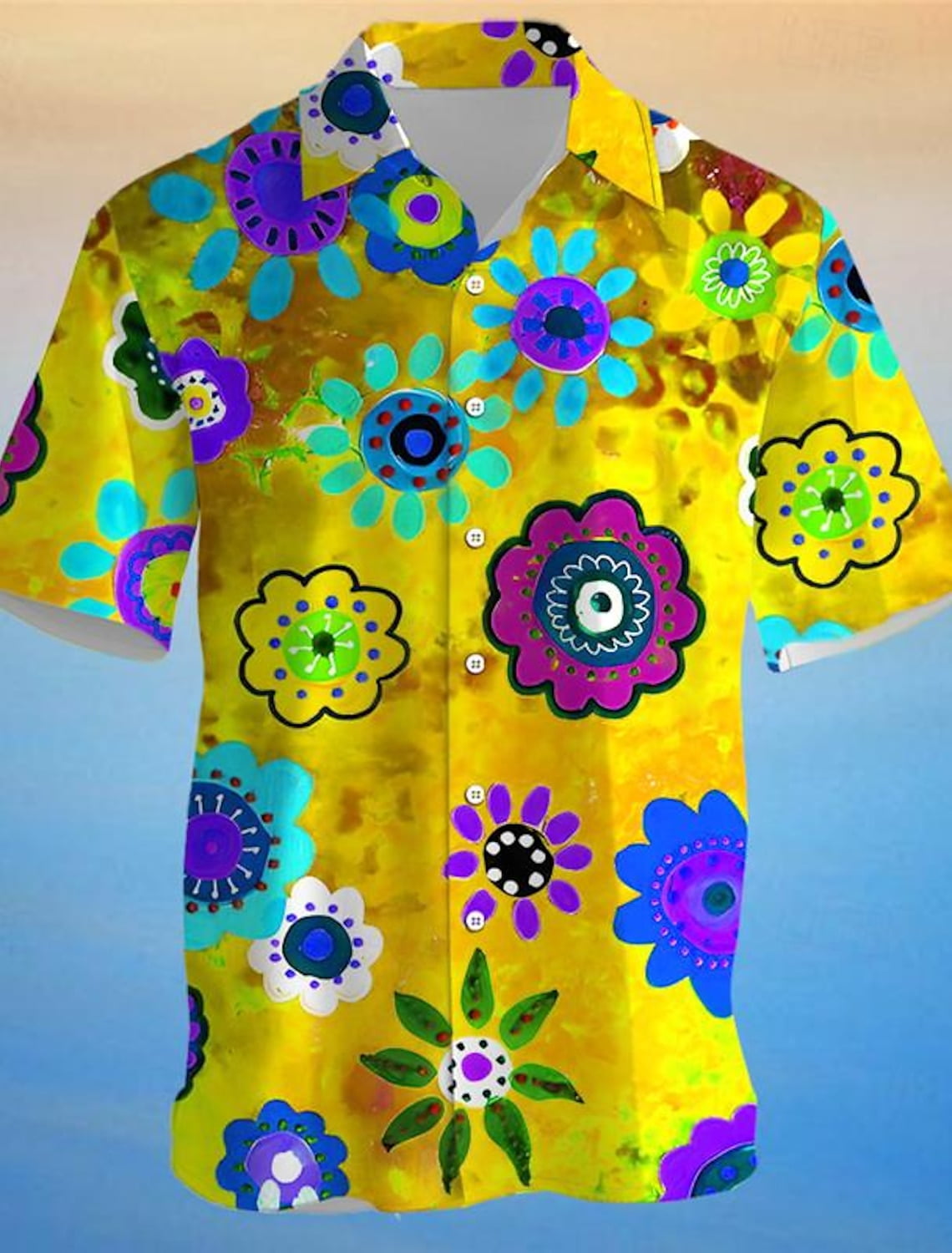 3D Printed Daisy Men's Floral Hawaiian Shirt Party Home Holiday Summer ...