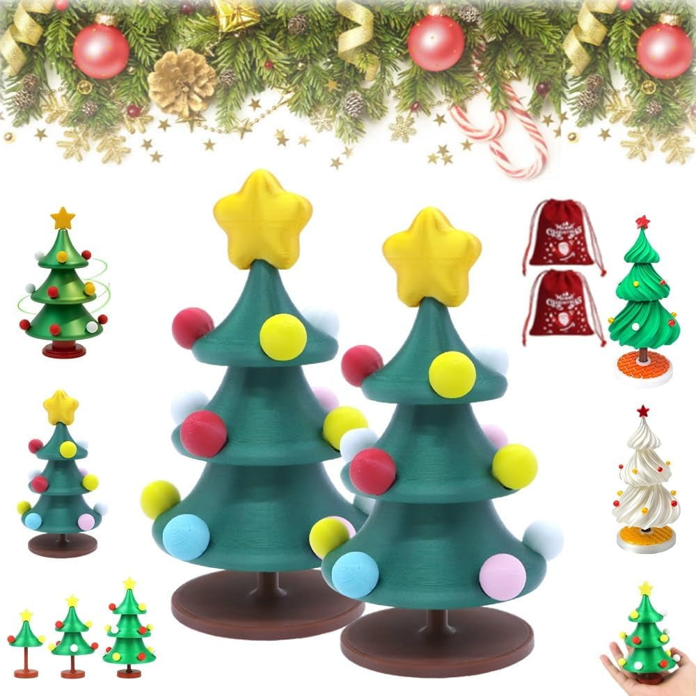 3D Printed Dancing Christmas Tree Ornament Alert, Tabletop Spinner ...
