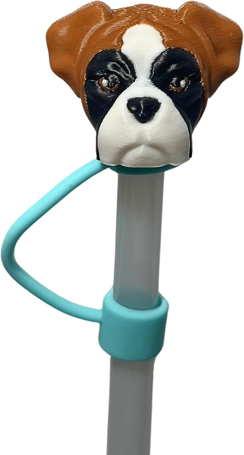 3D Printed Dog Straw Toppers – Cute Dog Straw Caps with Random Silicone ...