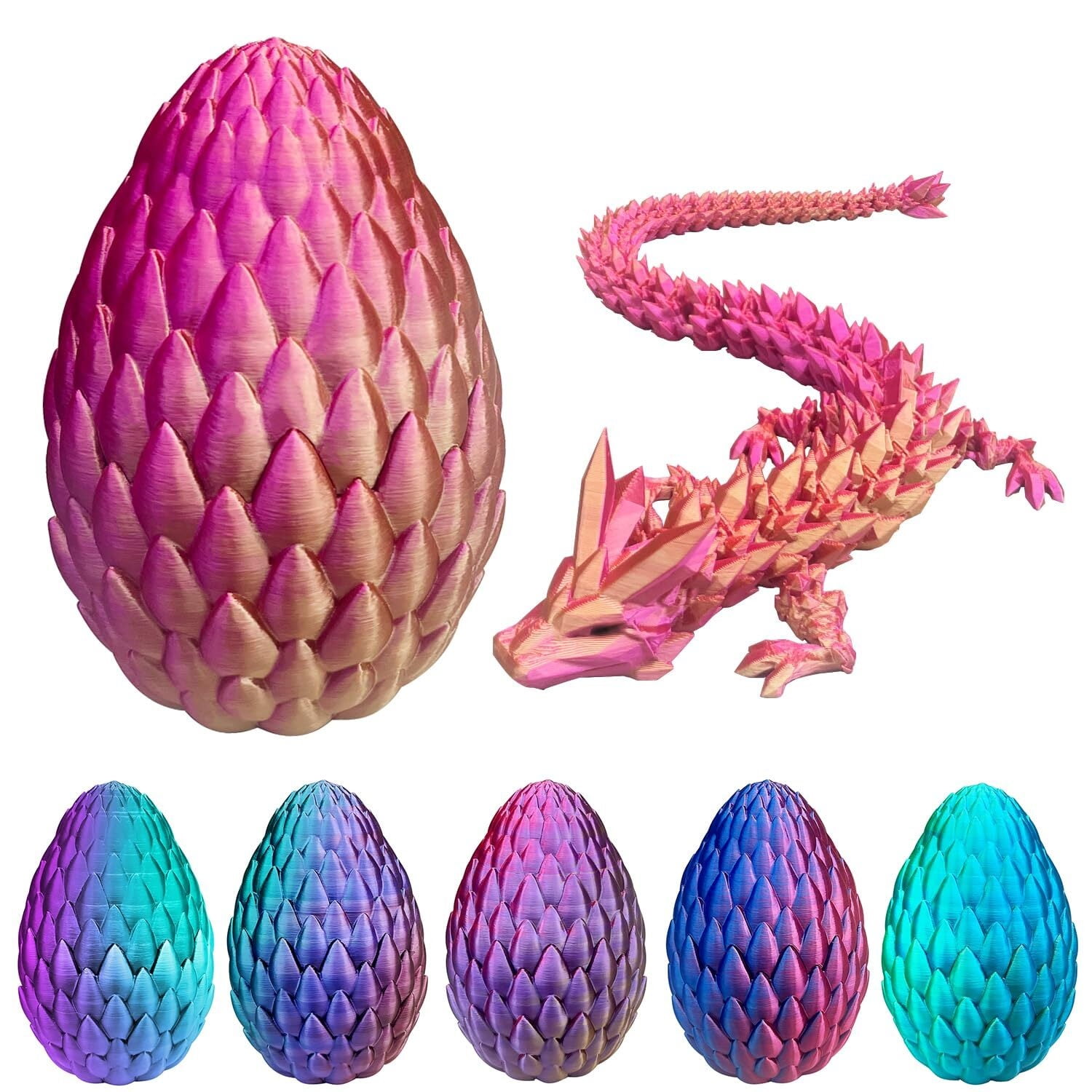 3D Printed Dragon, 16.5 Inch Large 3D Printed Dragon Egg Articulated ...