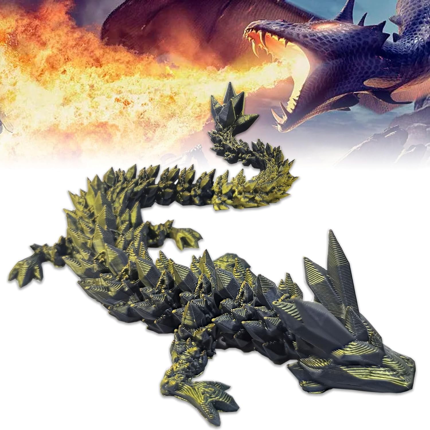 3D Printed Dragon Action Figures with Moving Joints, 3D Printed Crystal ...