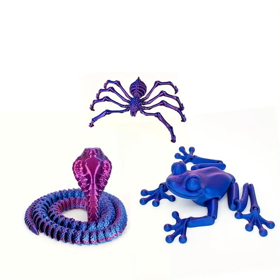 3D Printed Dragon Collection, Decorative Figurine Set, Color Gradient ...