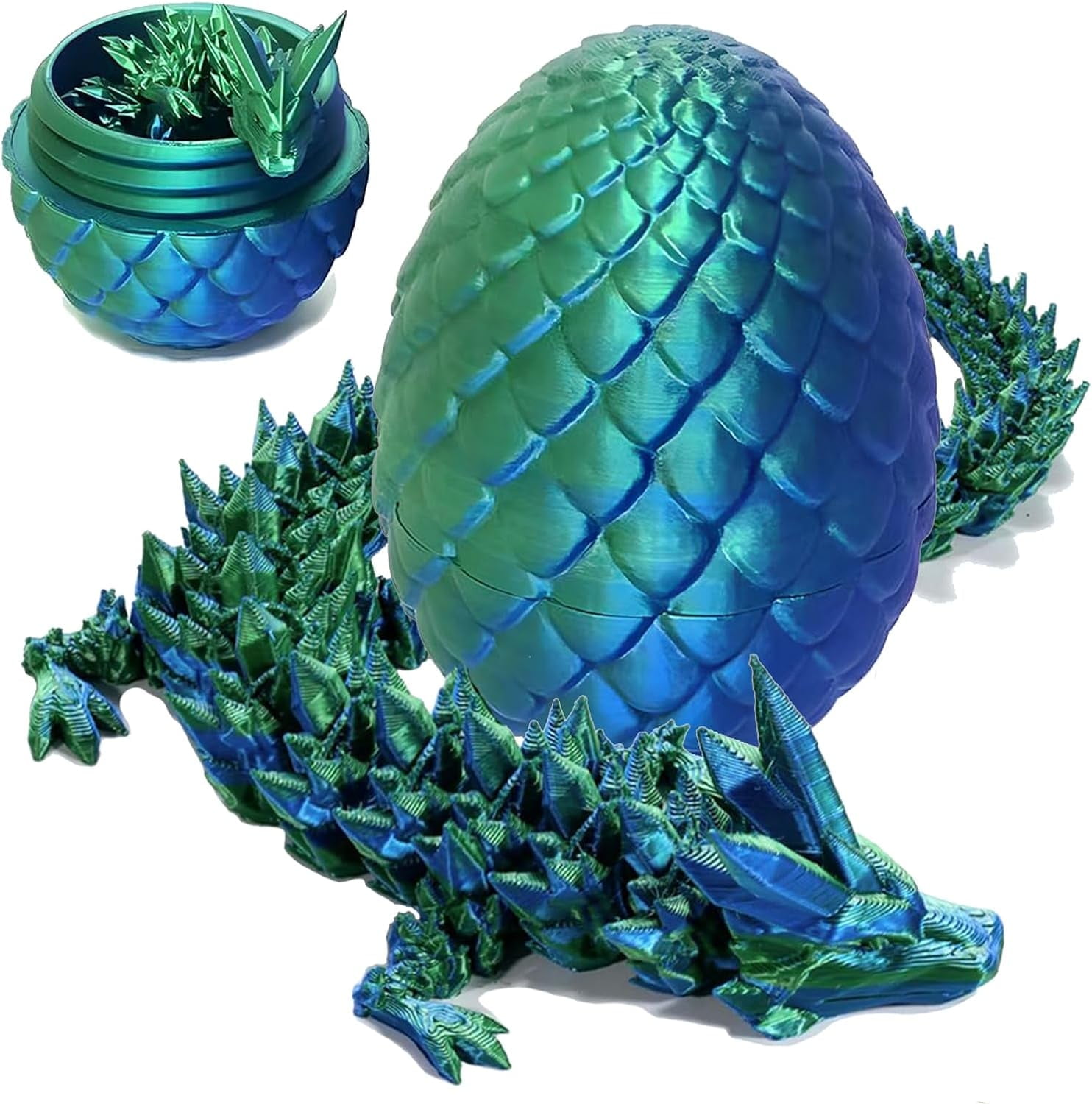 3D Printed Dragon Egg Crystal Dragon Fidget Toy Full Articulated Dragon ...