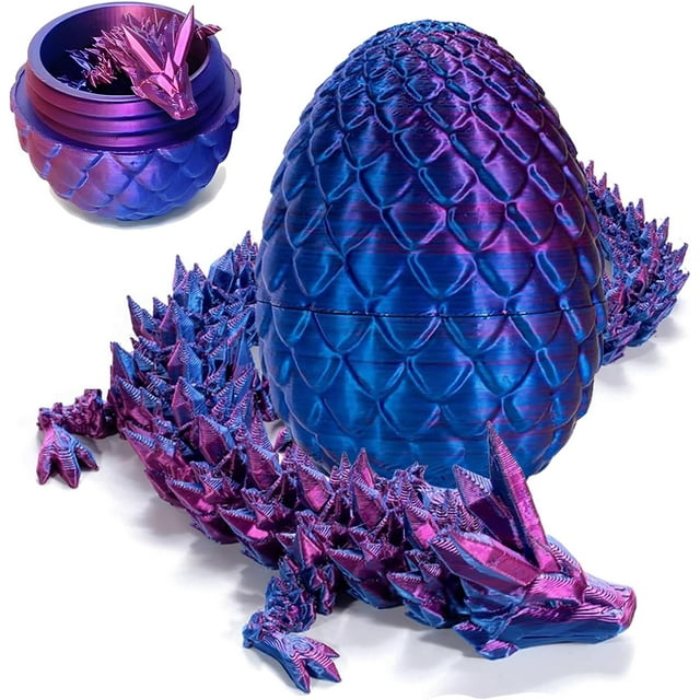 3D Printed Dragon Egg Crystal Dragon Fidget Toy Full Articulated Dragon ...