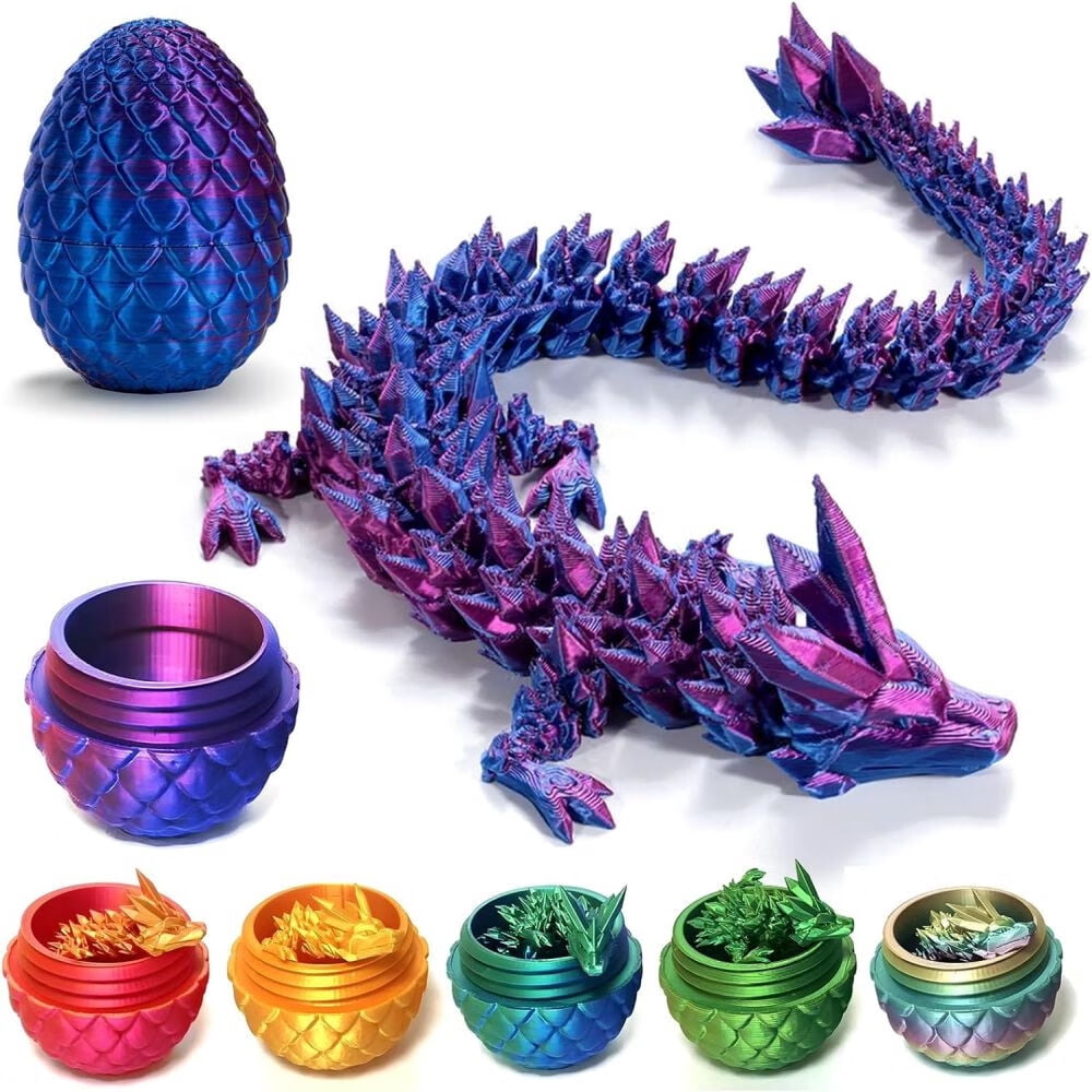 3D Printed Dragon Egg Crystal Dragon Fidget Toy Full Articulated Dragon ...