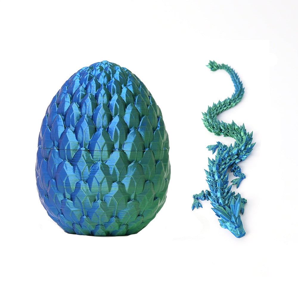 3D Printed Dragon in Egg, Full Articulated Dragon Crystal Dragon with ...