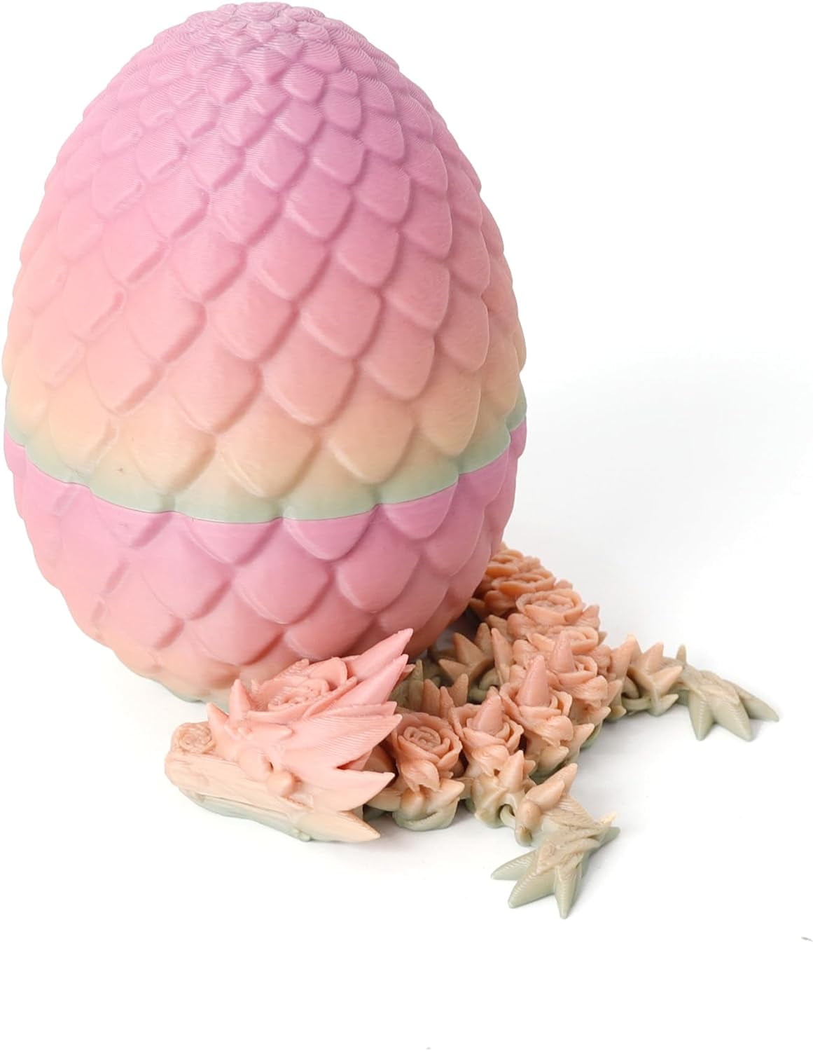 3D Printed Dragon Egg-Mini 5 inch Rose Dragon in Egg, Easter Egg Toy ...