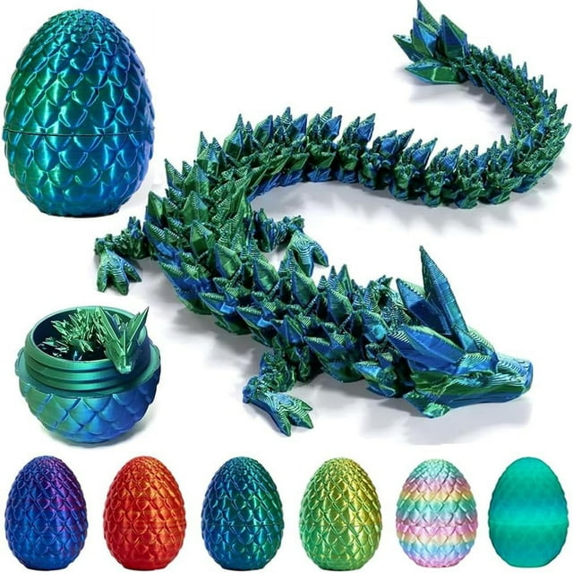 3D Printed Dragon Egg, Mystery Crystal Dragon Egg Fidget Toys Surprise, Articulated Crystal ...