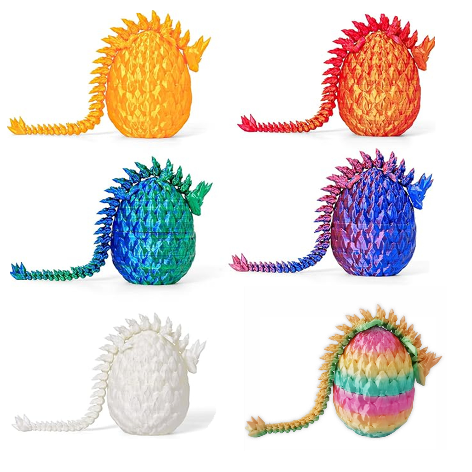 3D Printed Dragon Egg (6 Pcs) - Surprise Mystery Inside, Articulated ...