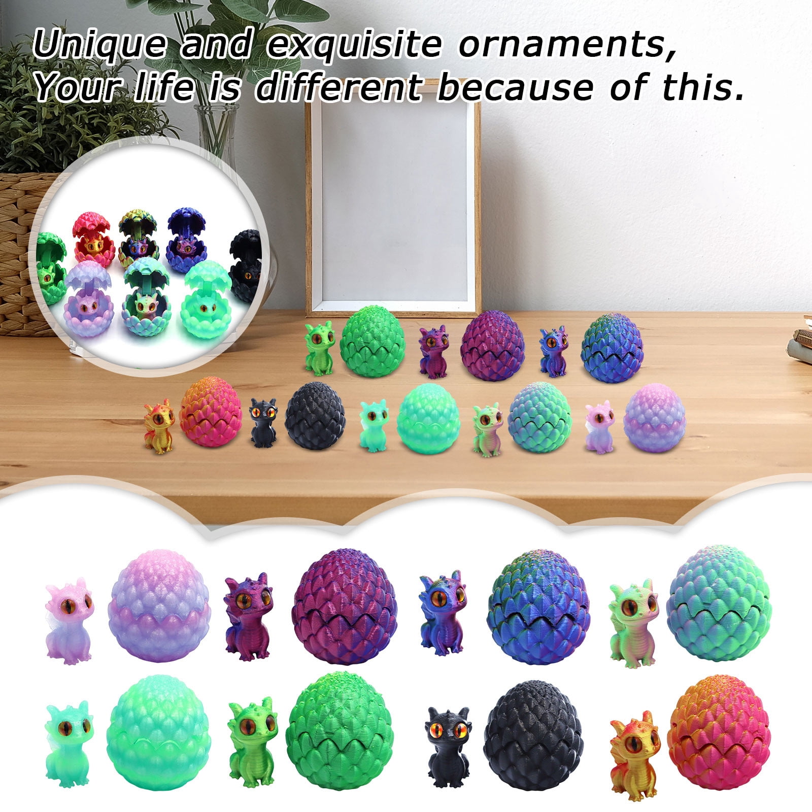 3D Printed Dragon Egg Toys with Articulated Dragons Inside 8PCS | Mini ...