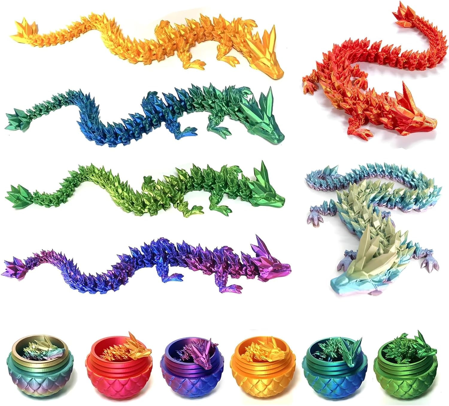 3D Printed Dragon Egg with Dragon Inside Fidget Toys Full Articulated ...