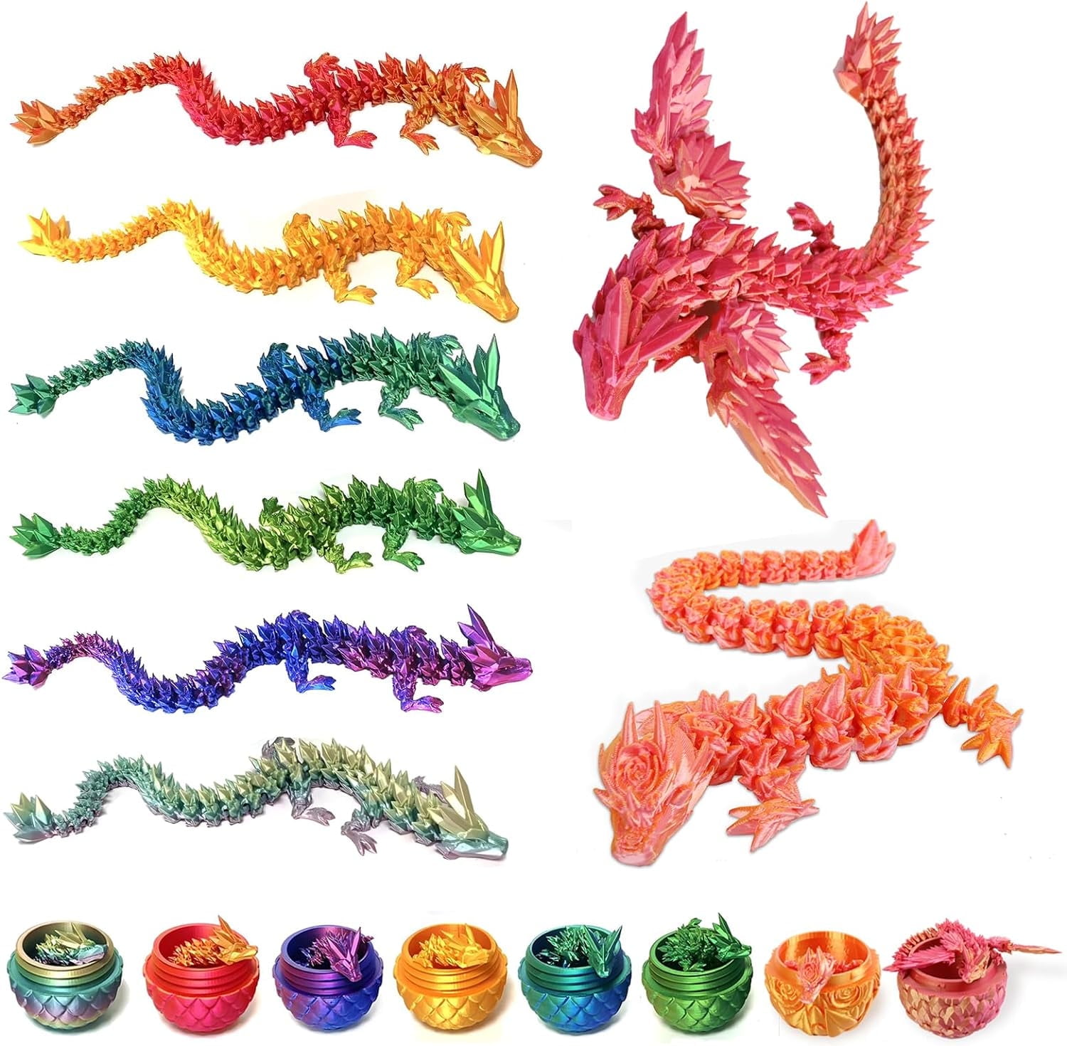 3D Printed Dragon Egg with Dragon Inside Fidget Toys Full Articulated ...