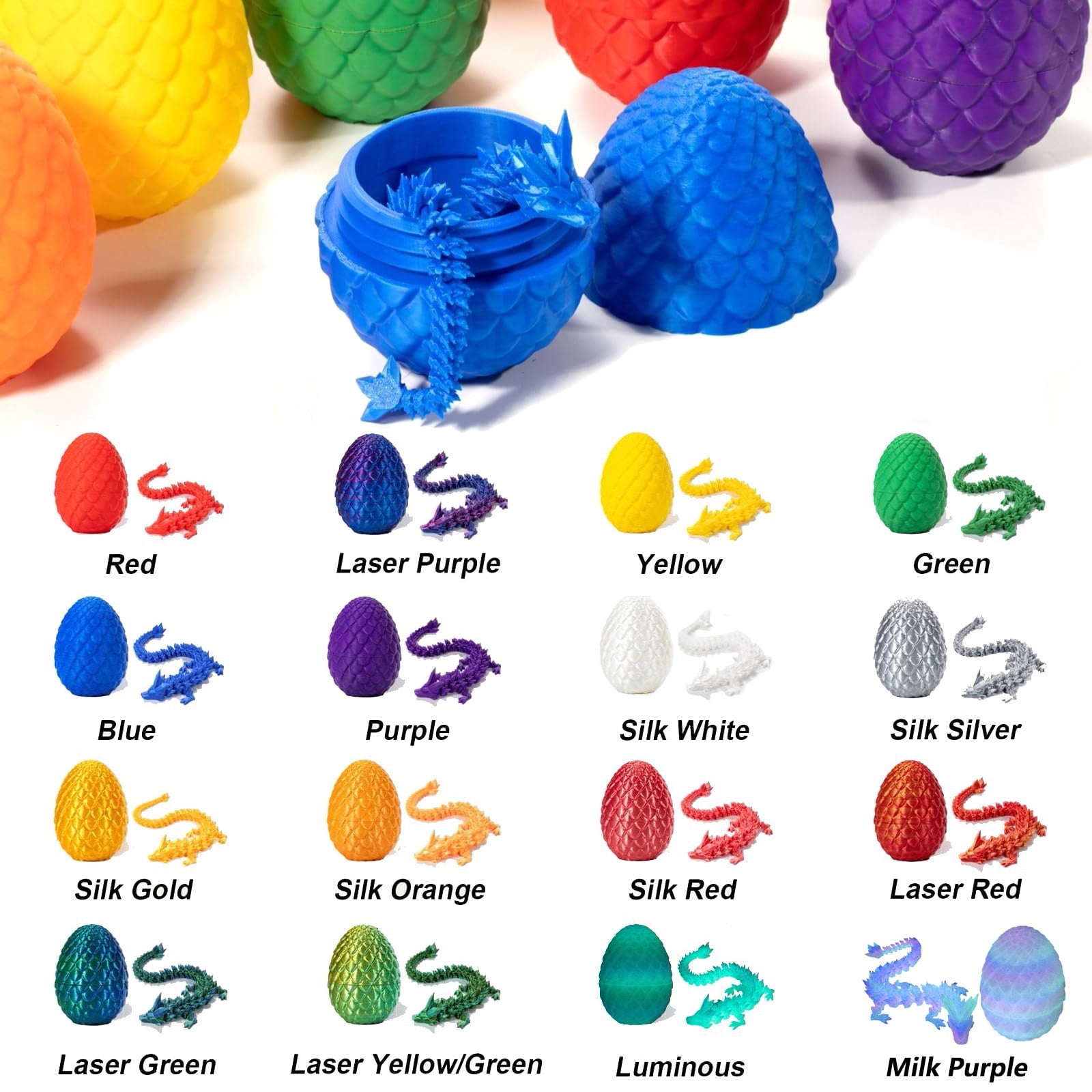 3D Printed Dragon Eggs, 5.12 in Tall Dragon Eggs with 9.84 in Long ...