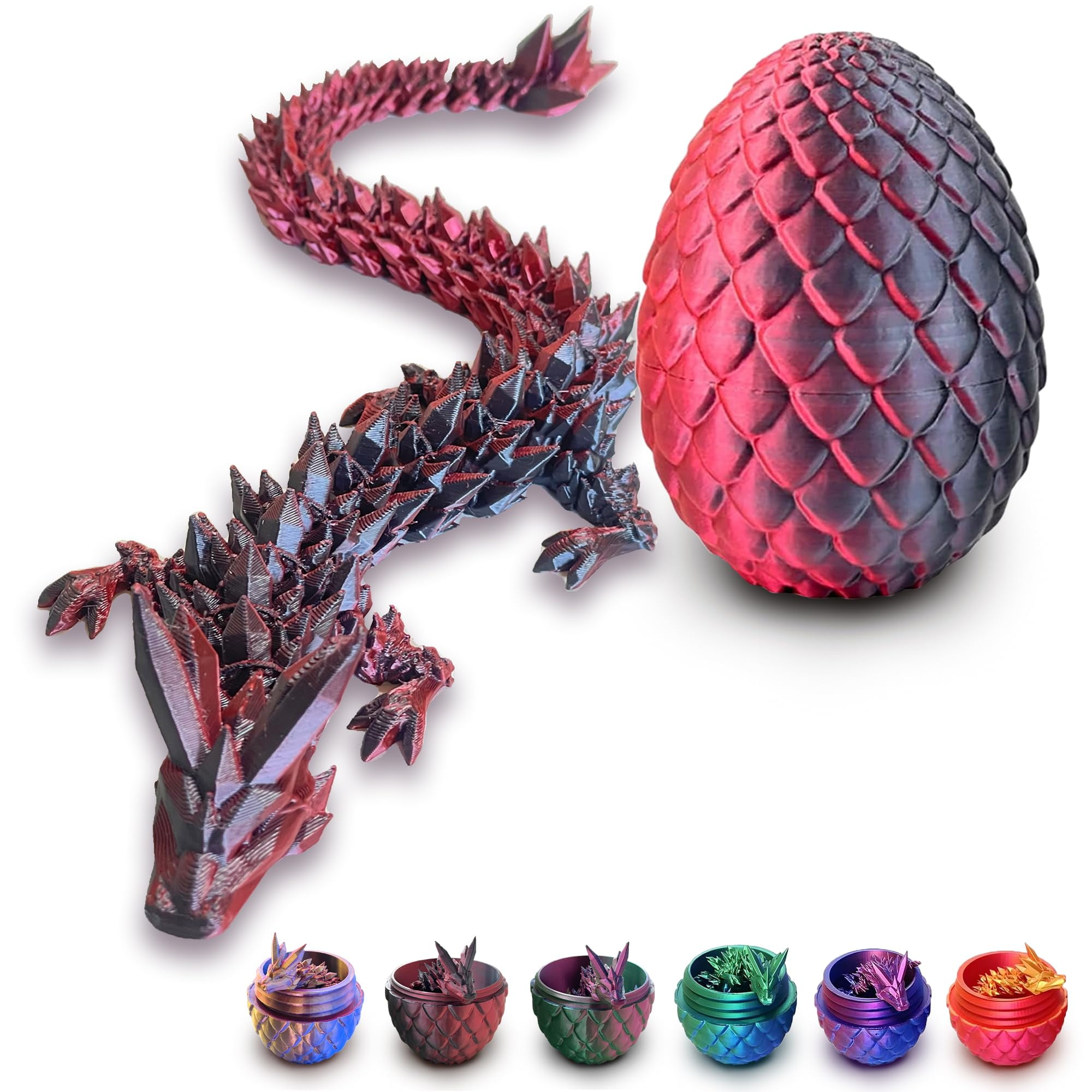 3D Printed Dragon Eggs with Dragon Inside, KMC2Articulated Crystal Dragons in Egg, Dragons ...