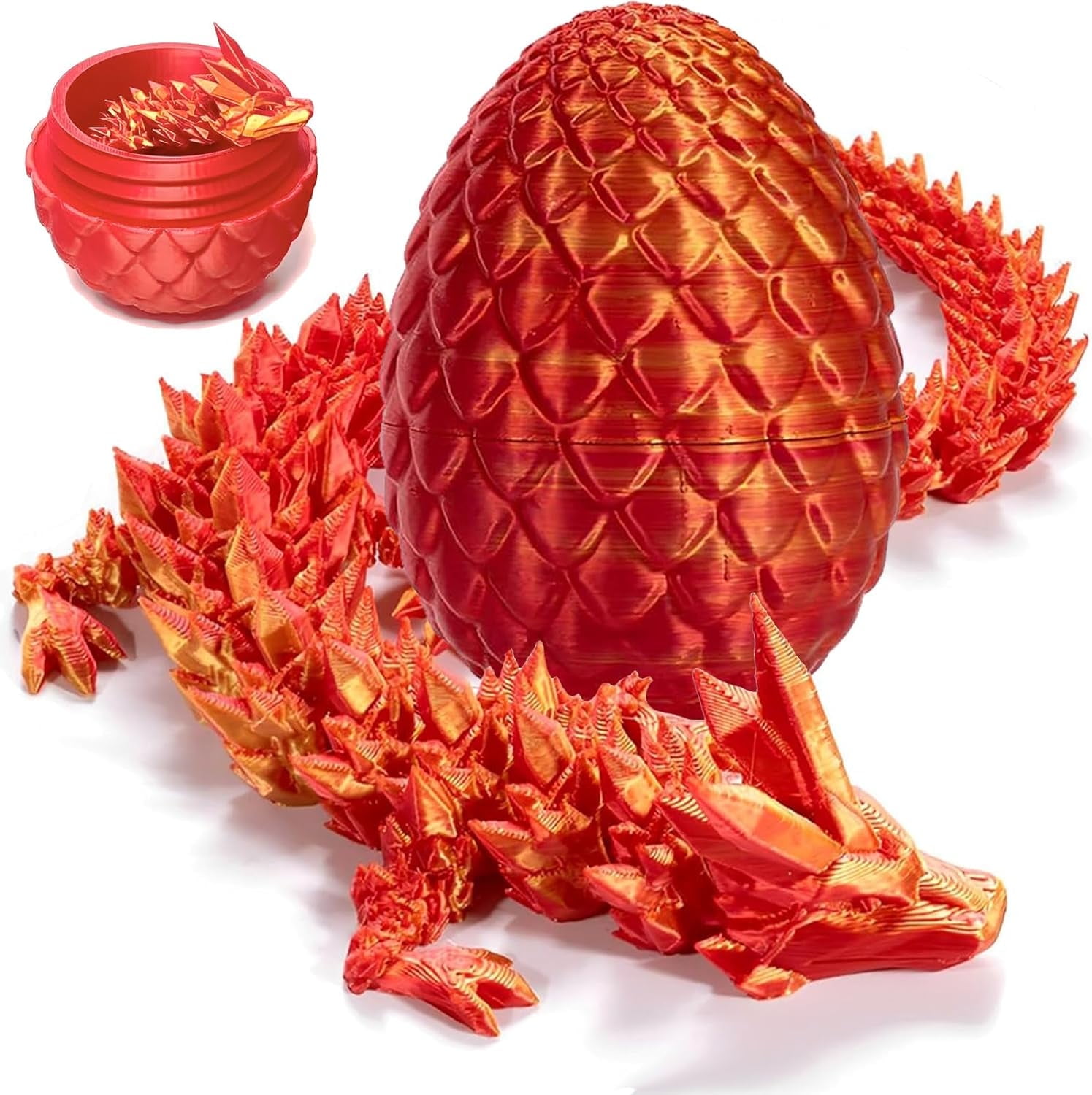 3D Printed Dragon Eggs Set with Detachable Fidget Toy Full Articulated ...