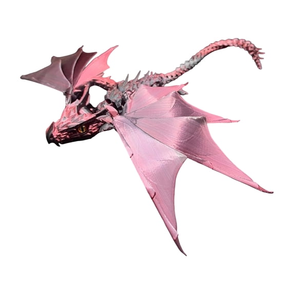 3D Printed Dragon Figurine, Flexible Movable Winged Crystal Model, 3D ...