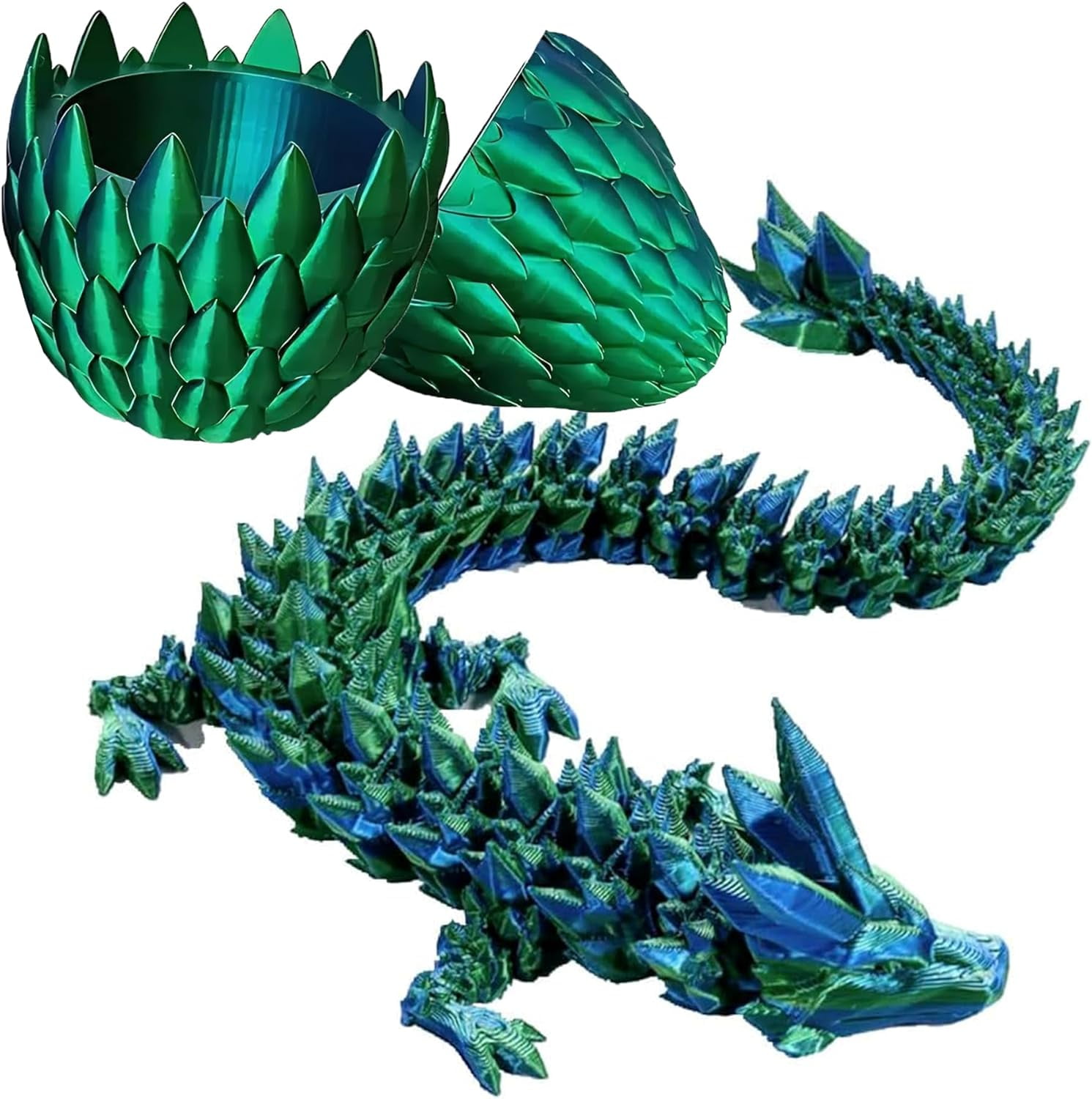 3D Printed Dragon - Full Articulated Crystal Dragon with Egg, Flexible ...