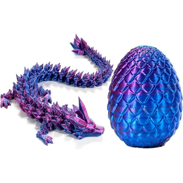 3D Printed Dragon - Full Articulated Crystal Dragon with Egg, Flexible ...