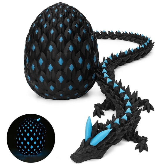 3D Printed Dragon Glow in The Dark with Matching Egg Articulated ...