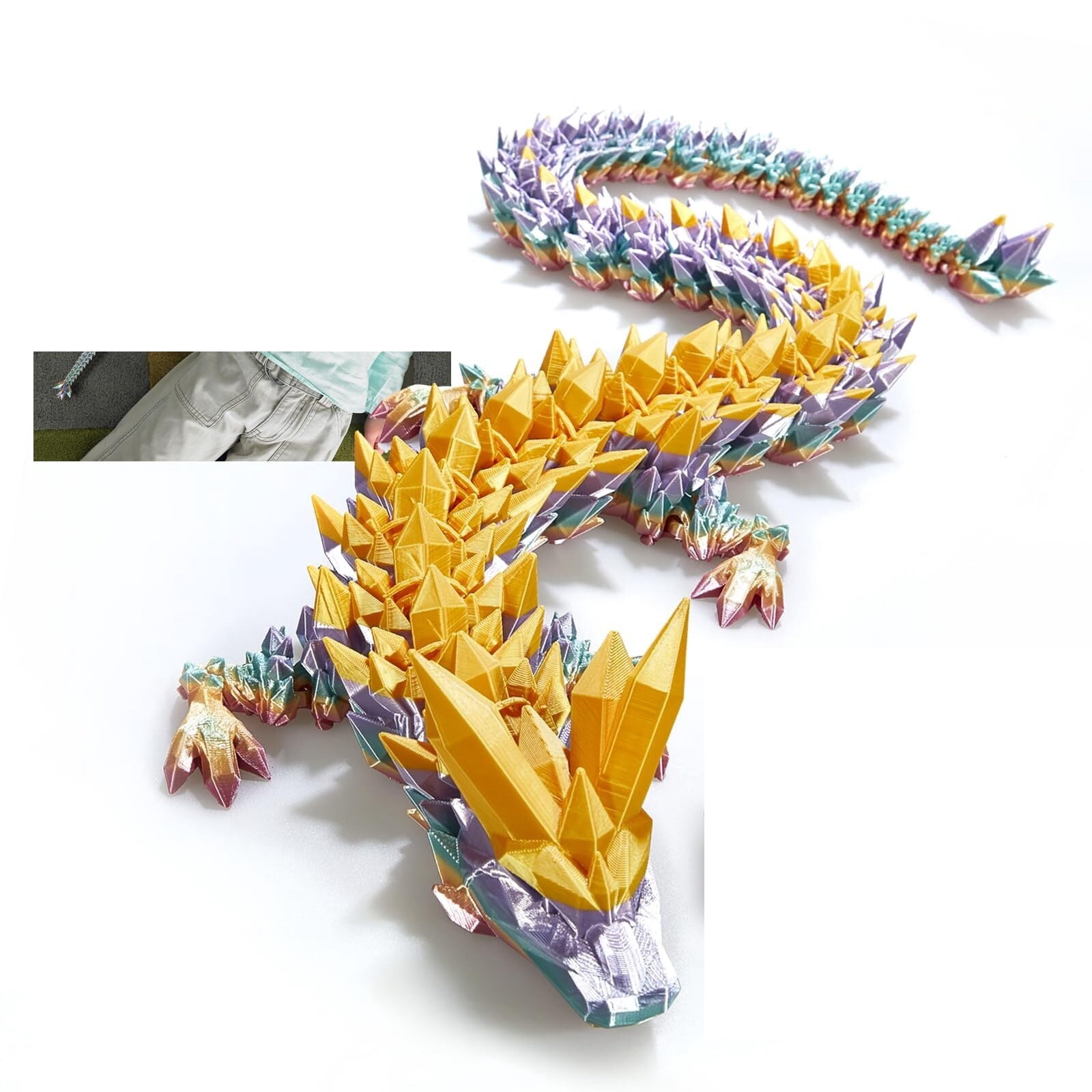 3D Printed Dragon - Huge Articulated Crystal , Flexible Figure ...